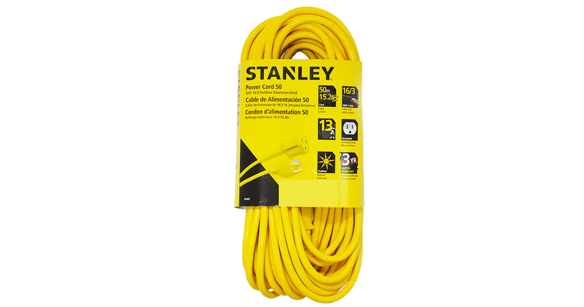 Stanley Yellow 50ft 16/3 outdoor extension cord - Engineering and Clean ...